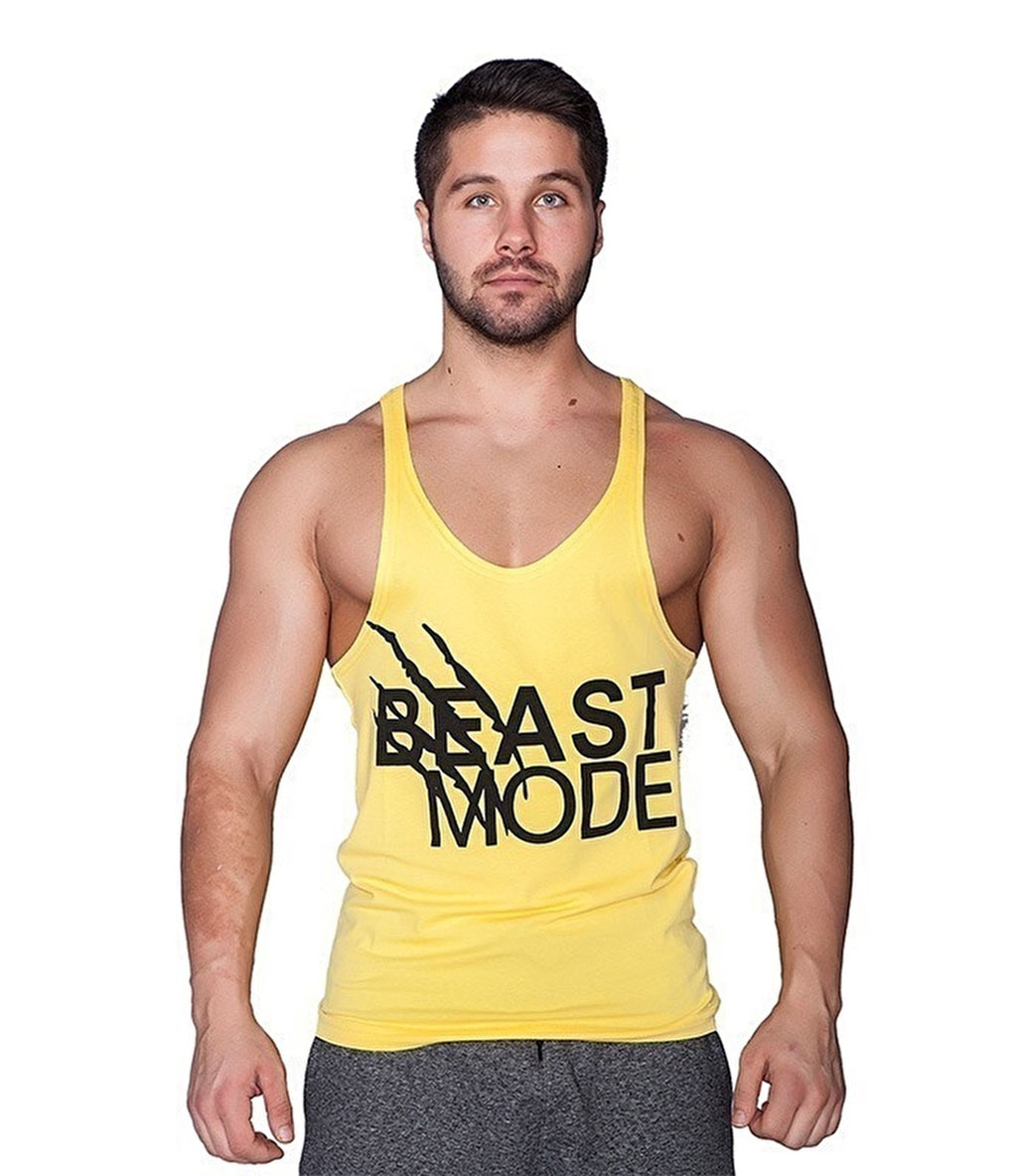 Supplementler Beast Mode Fitness Atleti Sarı - Kolsuz T-Shirt & Spor Atlet